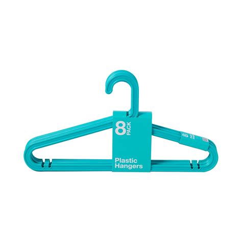 Plastic Hanger Aqua 8pk The Reject Shop