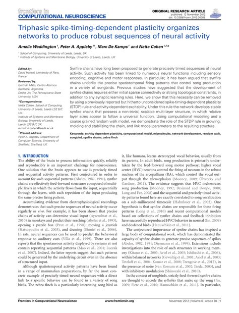 Pdf Triphasic Spike Timing Dependent Plasticity Organizes Networks To