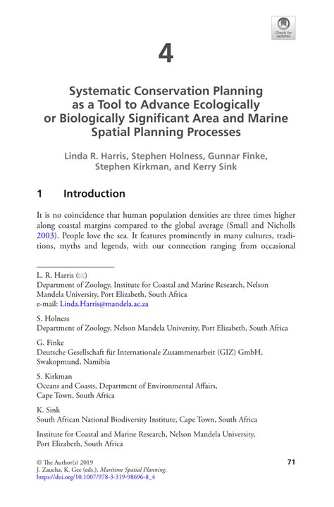 Pdf Systematic Conservation Planning As A Tool To Advance