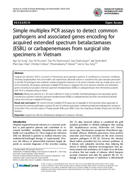 Pdf Simple Multiplex Pcr Assays To Detect Common Pathogens And Associated Genes Encoding For