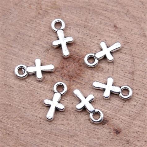 20 Silver Tiny Cross Charms Silver Tone Charms F 190 Etsy
