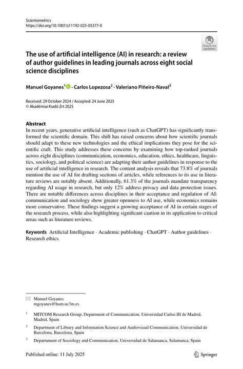 Pdf The Use Of Artificial Intelligence Ai In Research A Review Of