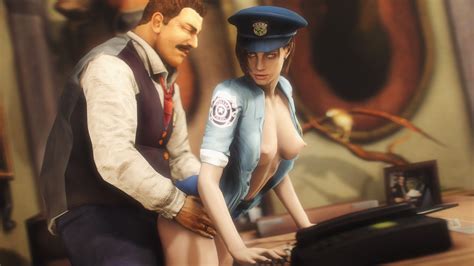 Rule 34 3d Bending Forward Brian Irons Brown Hair Capcom Clothed Male Functionally Nude Female