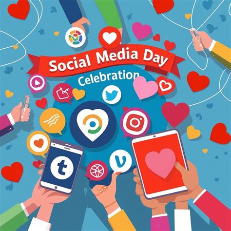Illustration For Social Media Day Celebration Premium Ai Generated Image
