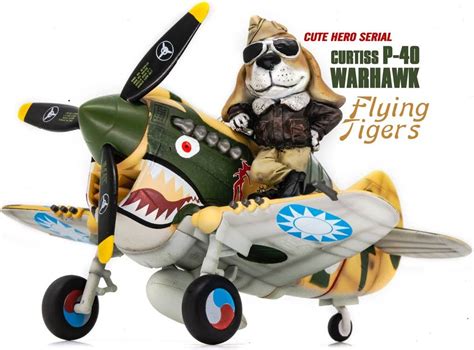 Cute Hero Series P 40 Warhawk And American Cocker Spaniel Pilot Flying Tigers