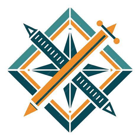 A Geometric Logo Using A Compass And Ruler In A Cross Pattern
