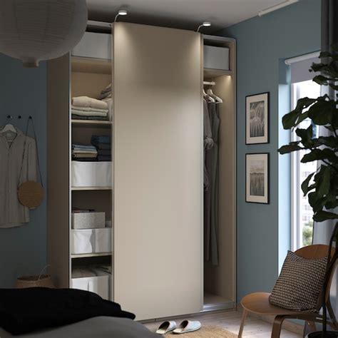 Pax Hasvik دولاب ملابس مع أبواب سحّابة رمادي بيجرمادي بيج ‎150x66x236 سم‏ Ikea