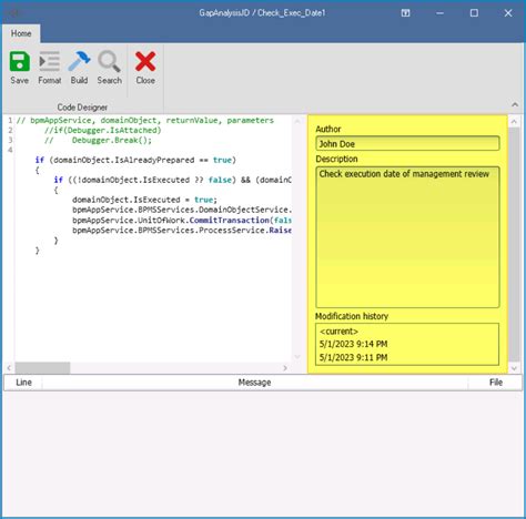 Code Designer Added Author Description And History To Code Dbp