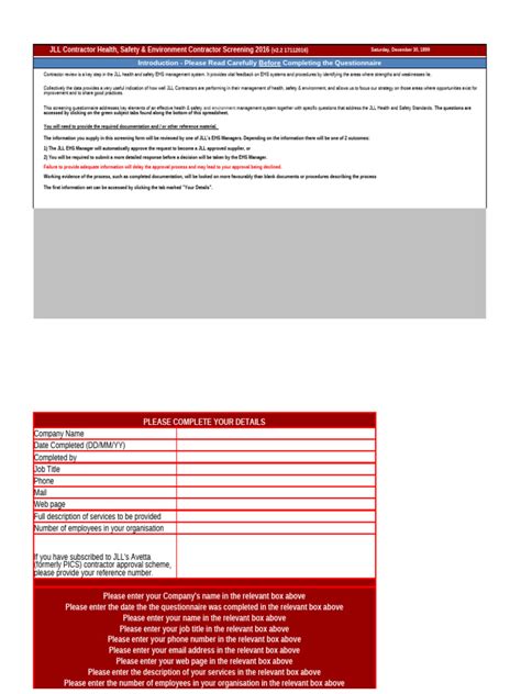 Jll Contractor Ehs Screening Guide Pdf Occupational Safety And