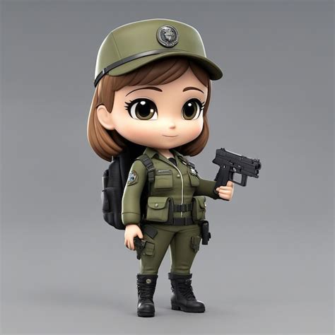 Premium Ai Image A Chibi Cartoon Tyle3dbrazilian Army Character Girl