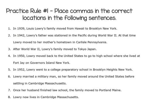 Grammar Skills Comma Rules Ppt