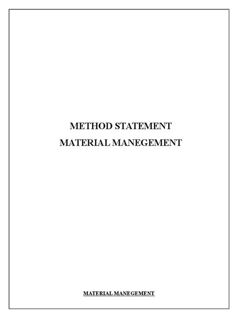 Method Statement Material Manegement Download Free Pdf Warehouse Industries