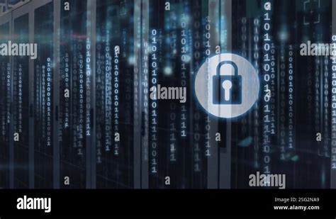 Animation Of Security Padlock Icon And Binary Coding Data Processing