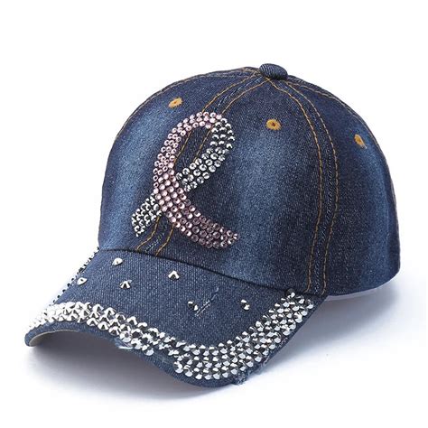 The Hope Hats Believe Pink Ribbon Sparkly Denim Cap Beckys Breast