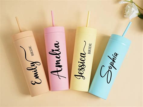 Personalized Tumbler With Lid And Strawcustom Cup With Namebridesmaid
