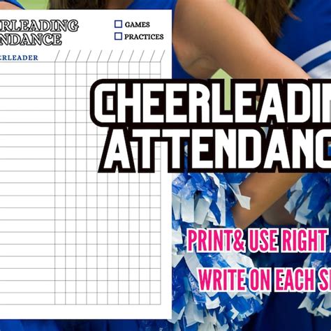 Printable Cheer Attendance Sheet Etsy