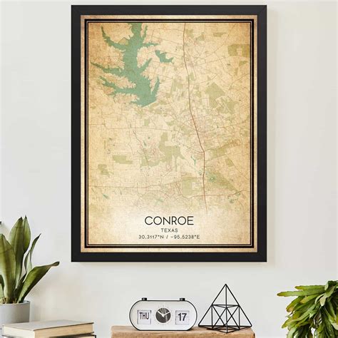 Vintage Conroe Texas Map Print Poster Custom Map Art Etsy