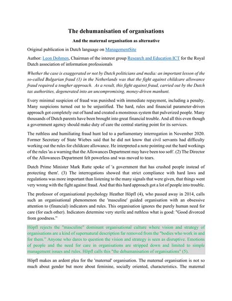 The Dehumanisation Of Organisations Pdf