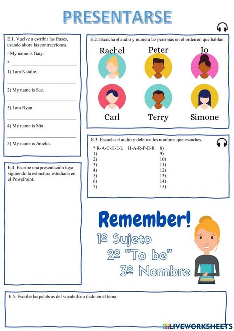 Inglés 1 Worksheet Live Worksheets