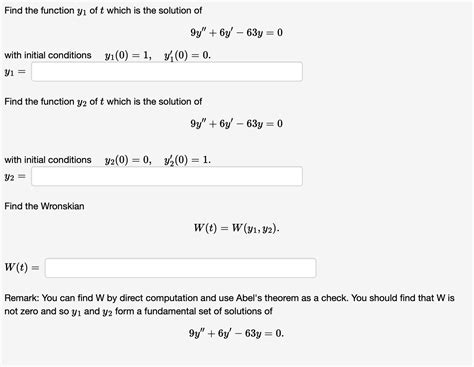 Solved Find The Function Y Of T Which Is The Solution Of Chegg