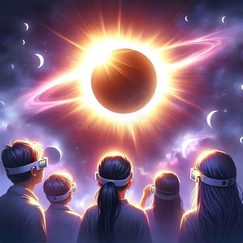 People Watching Solar Eclipse Stock Illustration Illustration Of