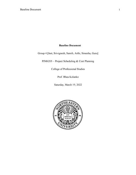 Baseline Document 1 1 Baseline Document 1 Baseline Document Group