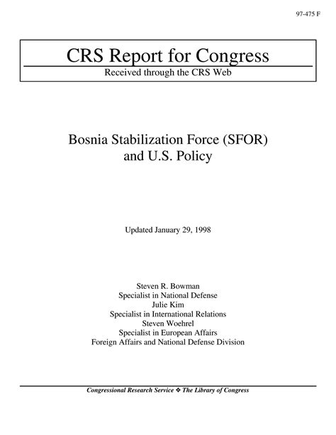 Bosnia Stabilization Force Sfor And Us Policy Unt Digital Library