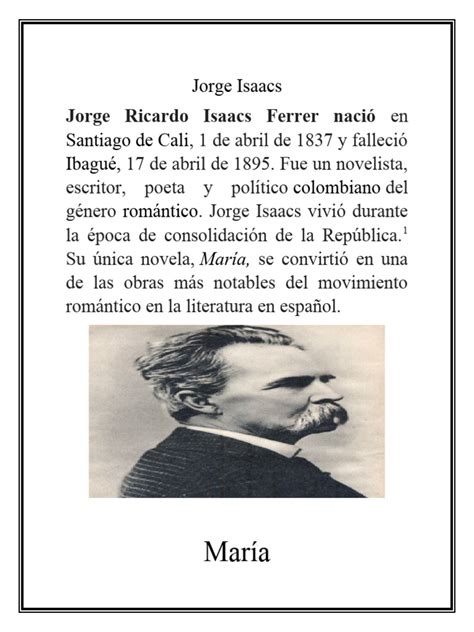 Biografía Y Obra De Jorge Isaacs Pdf Poesía
