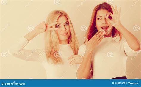 Two Crazy Girls Playing Around Together Stock Image Image Of Playful