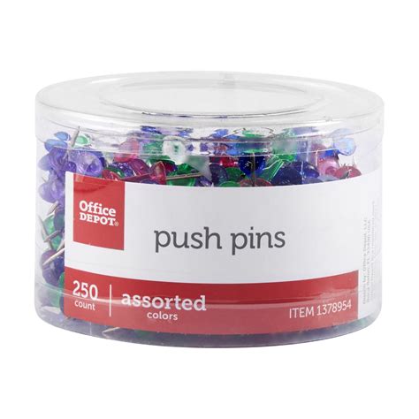 Officemax® Brand Push Pins Assorted Colors Pack Of 250