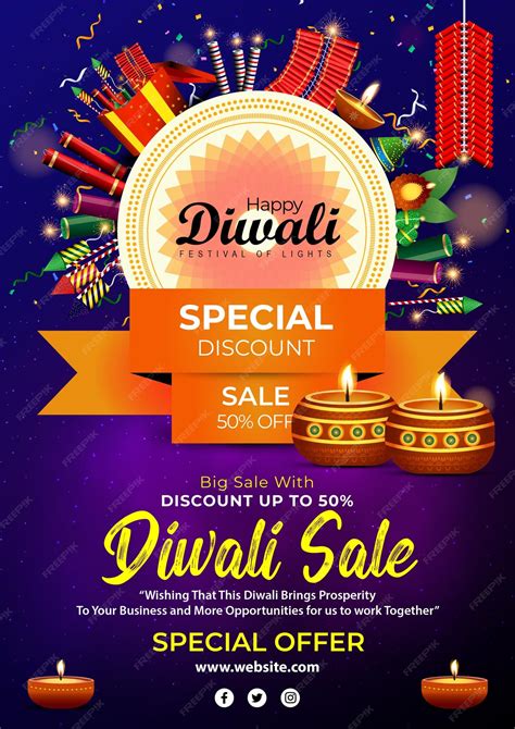 Premium Vector Happy Diwali Festival Wishing Post Template Design With Firecracker Illustration