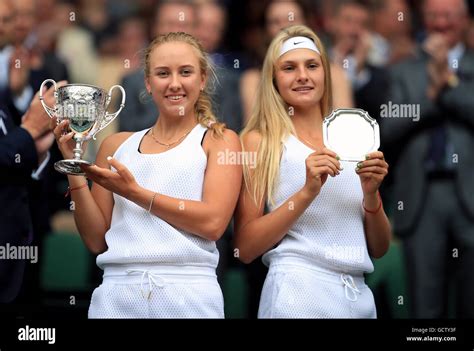 Anastasia Potapova Left And Dayana Yastremska With Their Trophies For The Girls Singles On Day