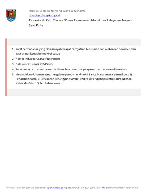 Unduh Standar Pelayanan Perubahan Izin Pendirian Satuan Pendidikan