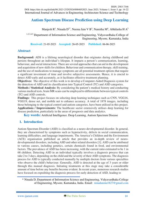 Pdf Autism Spectrum Disease Prediction Using Deep Learning