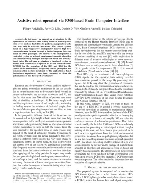 assistive robot operated via p300 based brain computer interface pdf