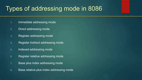 Addressing Modes Of 8086 Binu Joy Pptx Operating Systems