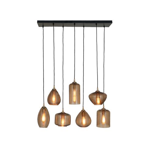 Stripe Glass Horizontal Hanging Lamp Amber Glass