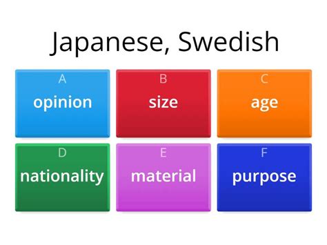 Classifying Types Of Adjectives Quiz
