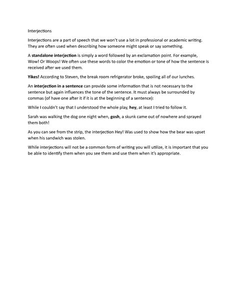 Interjections Interjections Interjections Are A Part Of Speech That We Wont Use A Lot In