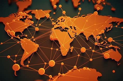 Premium Ai Image Global Map Illustration With Network Contacts Orange