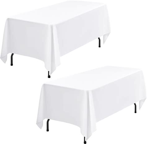 Teruntrue 2 Packs White Tablecloths For Rectangle Tables