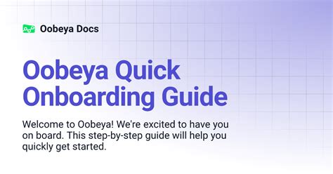 Oobeya Quick Onboarding Guide Oobeya Docs