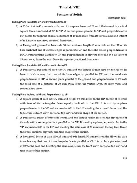 Section Of Solids Questions For Practice Pdf Geometry Euclidean