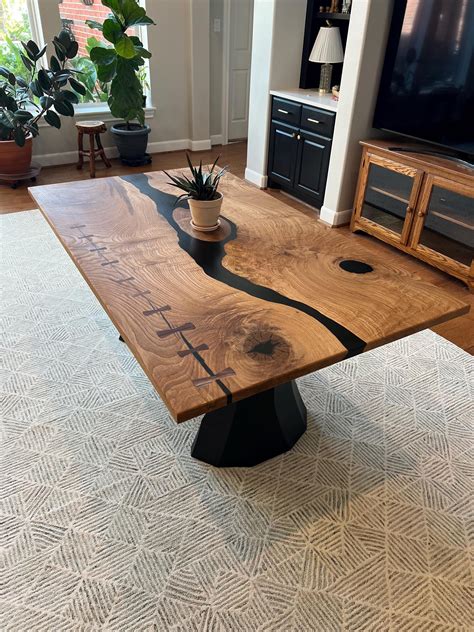 White Oak Epoxy River Table Etsy