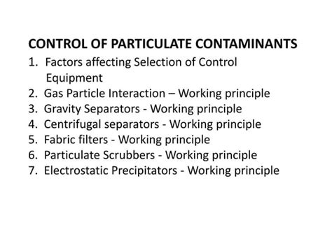 Control Of Particulate Contaminants Pptx