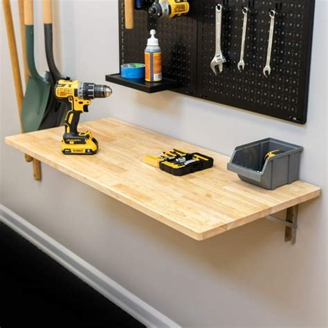 Space Saving Foldaway Workbench Wall Mounted Butcher Block Table