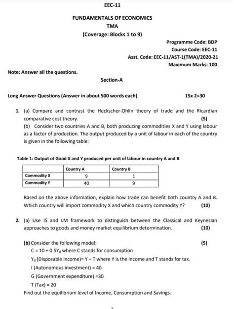 Eec 11 Fundamentals Of Economics In English Solved Assignment 2020 2021