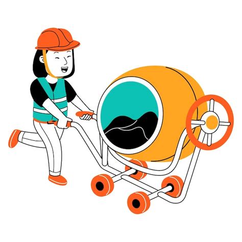 Premium Vector Young Woman Builder Vector Illustration