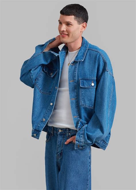 Connor Oversized Denim Jacket Medium Wash Oversized Denim Jacket