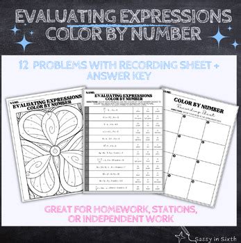 Evaluating Expressions W Variables Color By Number Task Algebraic Expressions